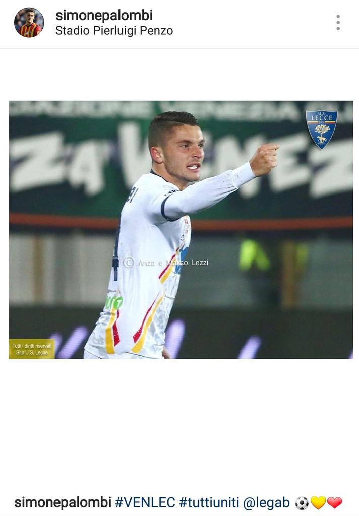 Palombi: il bomber è tornato! La punta su Instagram: "Tutti uniti"